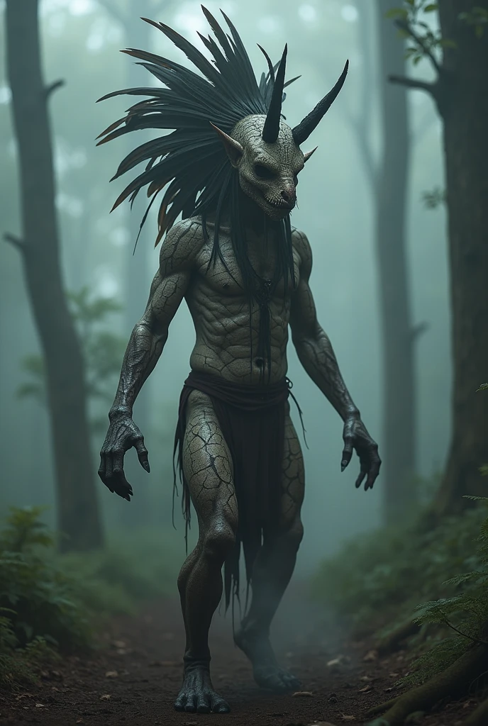 Generate a highly detailed and atmospheric scene of a mystical forest ...