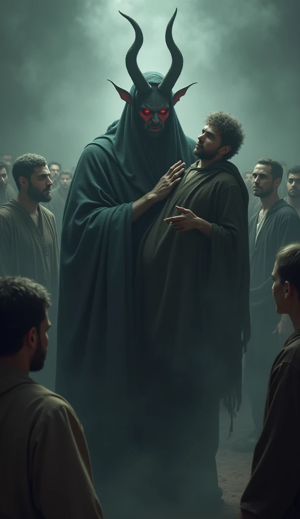 "A sinister scene of the devil holding a deceptive illusion of Moses ...