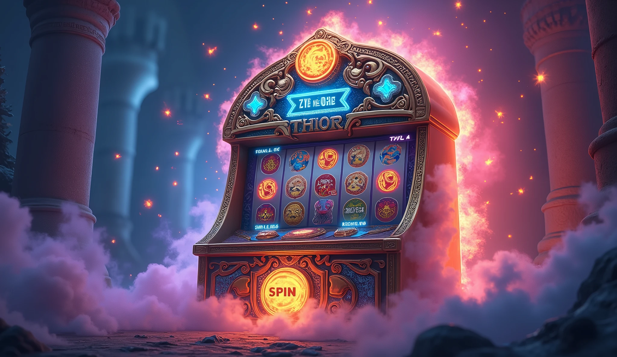A close up of a slot machine with a lot of coins - SeaArt AI