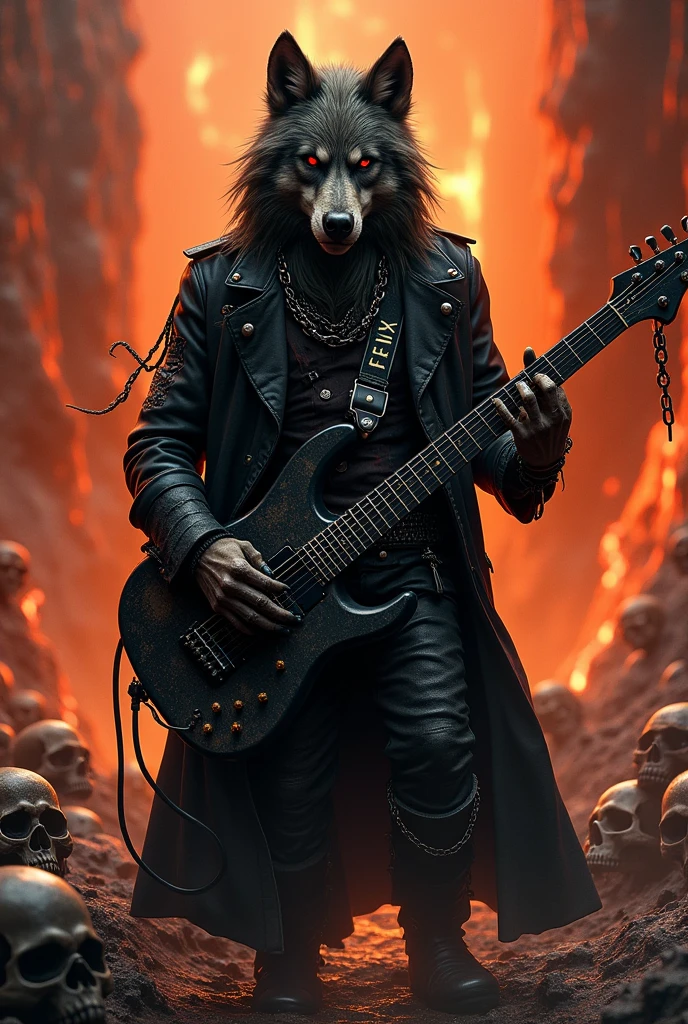 HUMANOIND GOTHIC wolf face standing wearing black punk costume ...