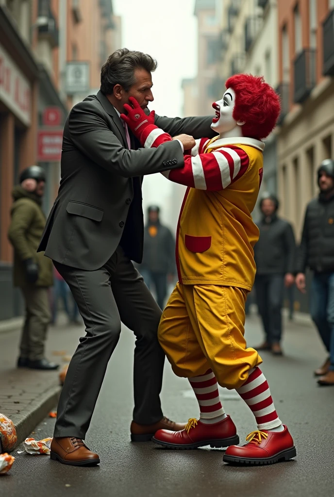 Robert f kennedy Jr beating up Ronald mcdonald - SeaArt AI