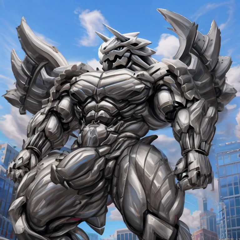 (GIANT mechanical Aggron rampage through a city, crushing buildings ...