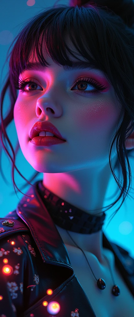A beautiful ultra-realistic punk emo anime girl in a Pixomeda style ...
