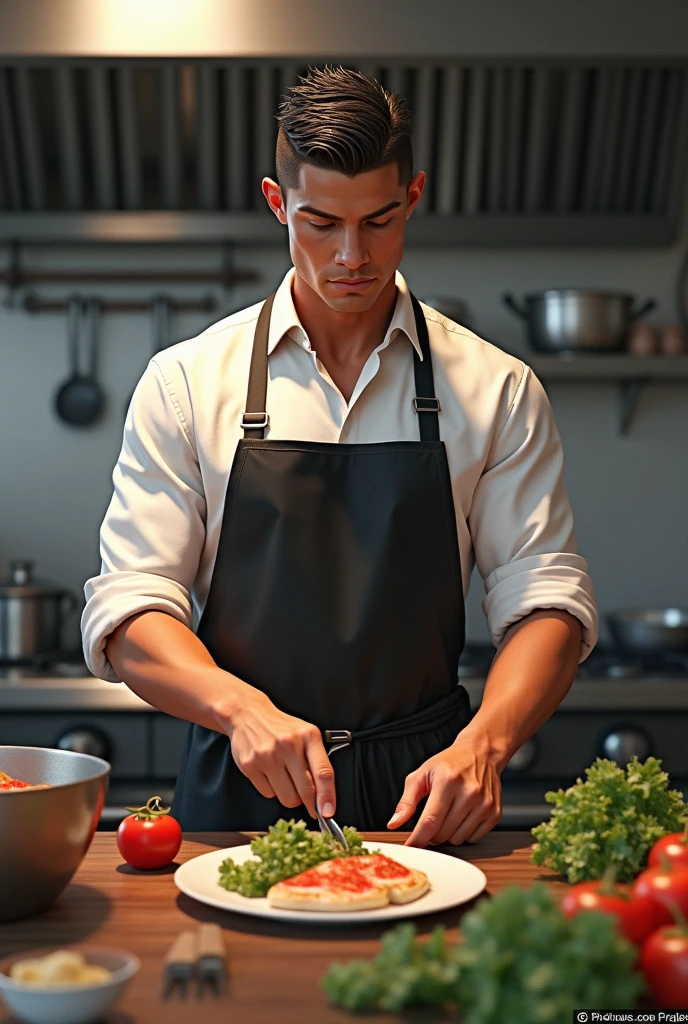 Ronaldo cooking food - SeaArt AI