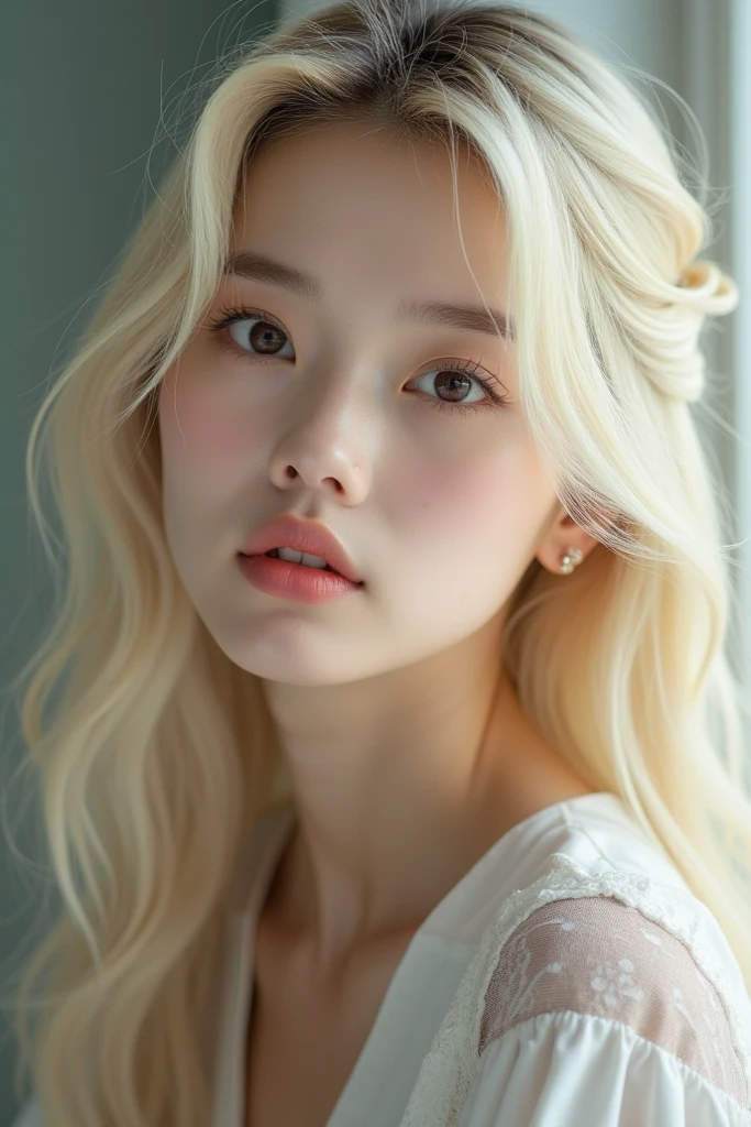 Girl from korea her visual 95% blonde and long hair - SeaArt AI