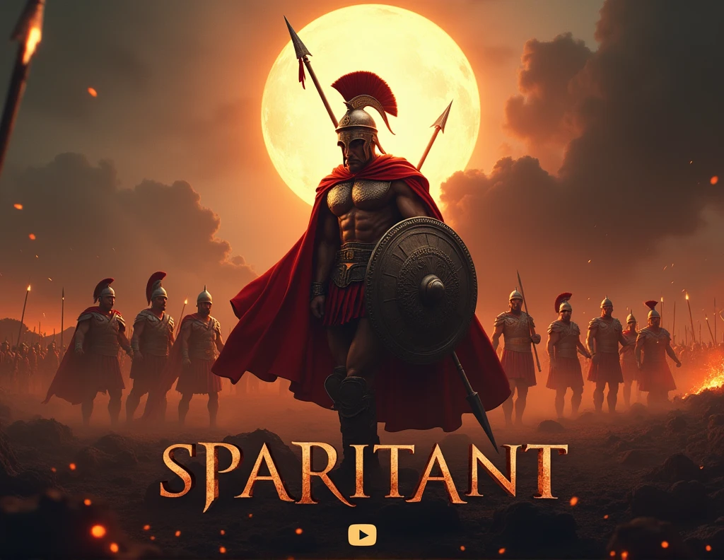 **Thumbnail Script for Spartan-Themed Video** **Main Visual - SeaArt AI