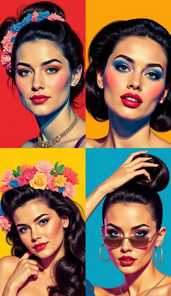 Create a series of four elegant portraits of imaginary famous figures ...