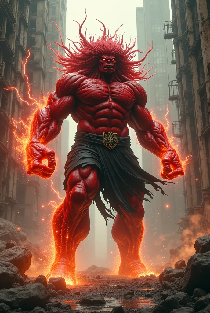 Hybrid Creature mix of Marvel Red Hulk and Dr strange doing magical ...