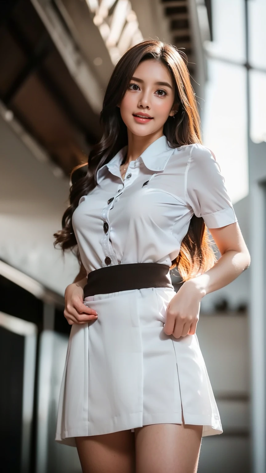 A woman in a white dress posing for a picture - SeaArt AI
