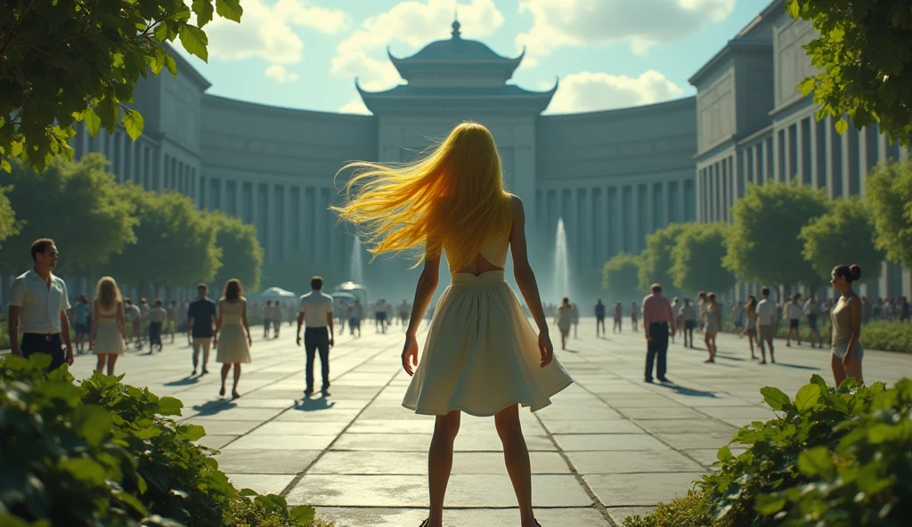 A foreign girl with yellow hair . Preparing to attack a group of ...
