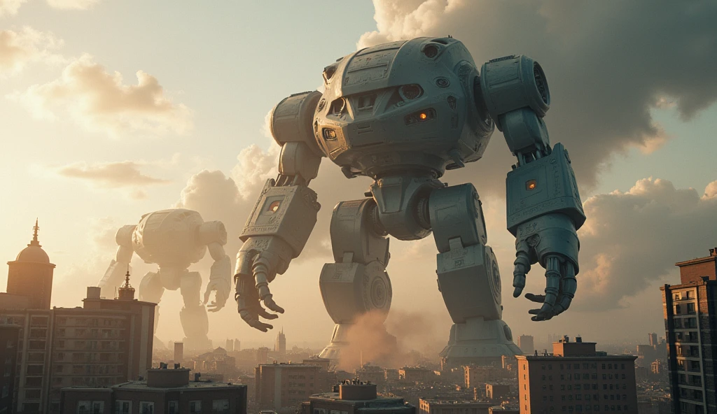 Gigantic robots destroying cities - SeaArt AI