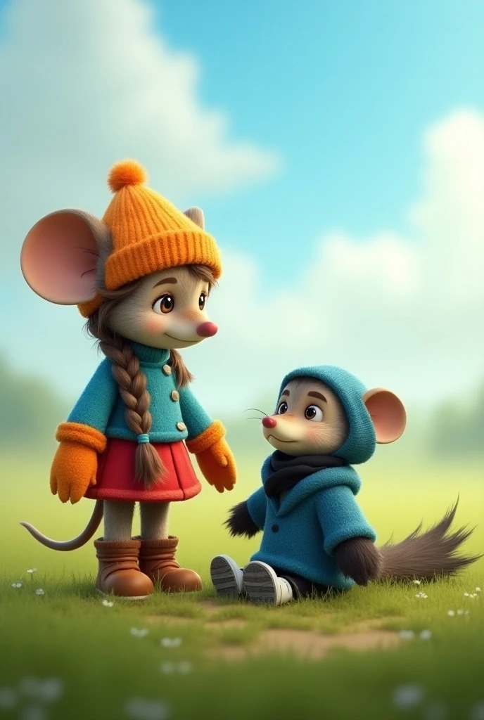 Mobian anthropomorphic mouse girl with braid orange wool hat blue ...