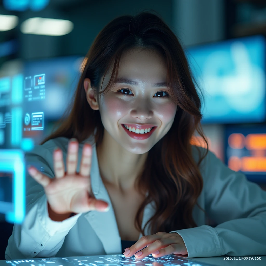 A beautiful Asian woman, about 26-30 years old, sharp eyes, long brown hair - SeaArt AI