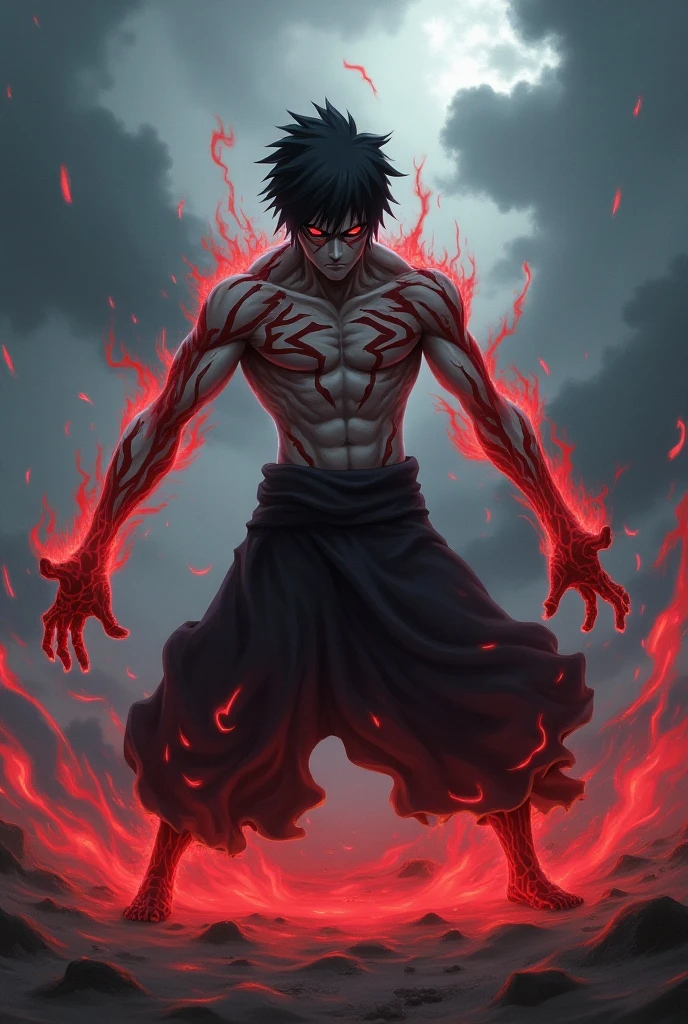 Create an image with Sasuke in the second stage of The Mark of the ...