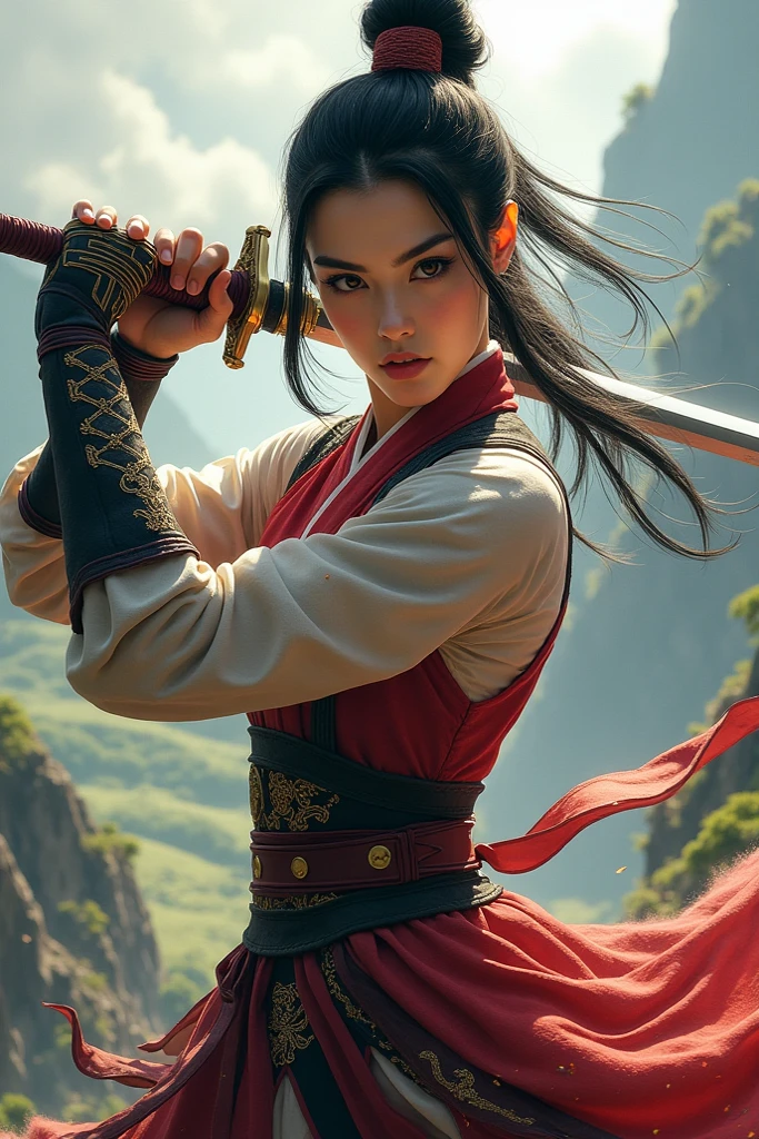 Mulan-style swordswoman girl - SeaArt AI