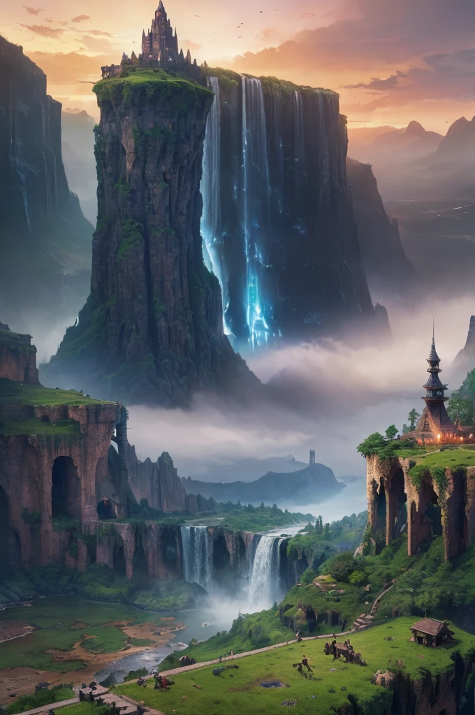 An alfa view of the falls with the tower and waterfall in the ...