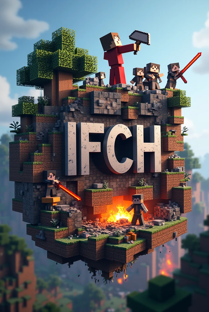 Minecraft logo with the initials of IFCH that shows a war in Minecraft ...
