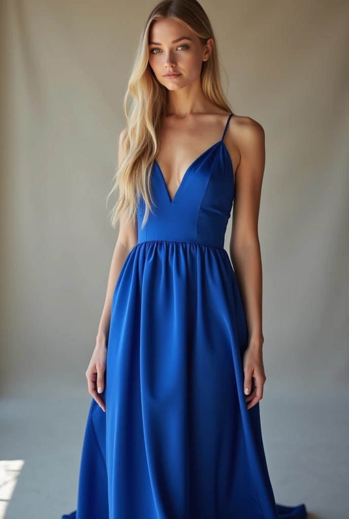 1woman, beautiful, 24 year old, bridesmaid dress (satin, royal blue ...