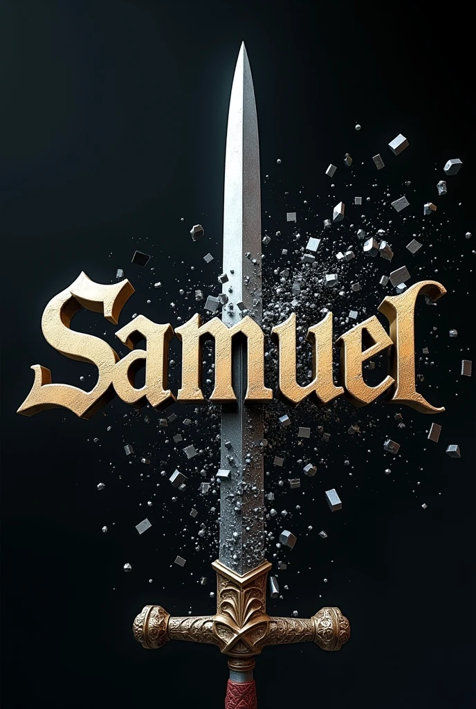 The word Samuel being broken by a sword - SeaArt AI