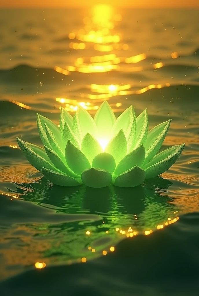 Heart chakra in golden ocean waves - SeaArt AI