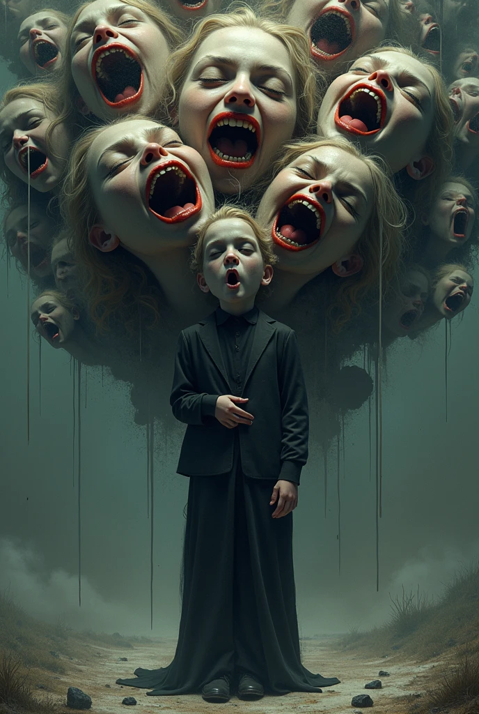 create an image that shows madness , The depression, schizophrenia ...