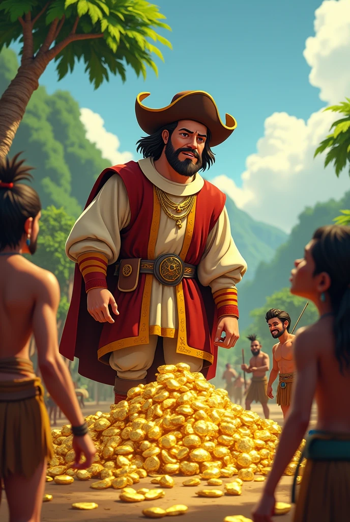 Animated image of Christopher Columbus 1610 stealing gold from America ...