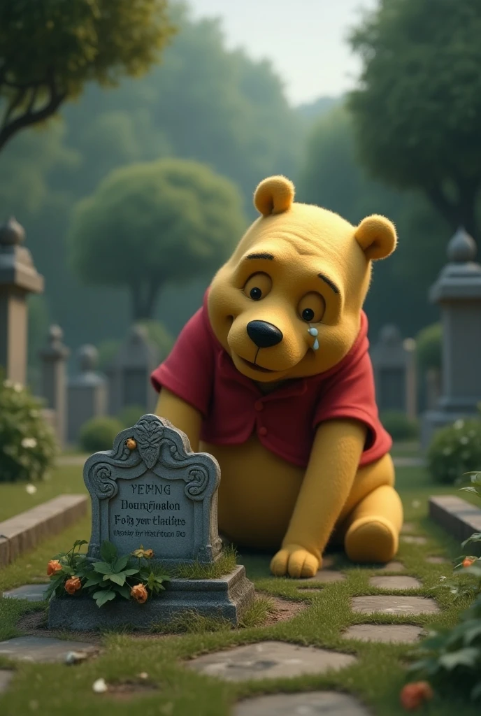 Create me images of a sad Winnie Pooh crying with tears in her eyes and ...