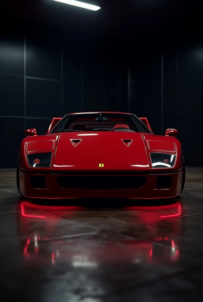 Ferrari f40 fully sports modefied dark blood red color standing in the ...