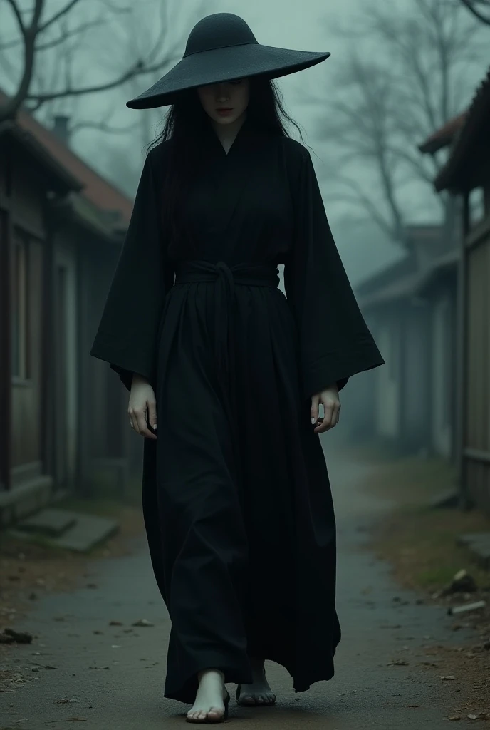 Ghost of a ghost-like woman with missing legs , She walks with a firm ...