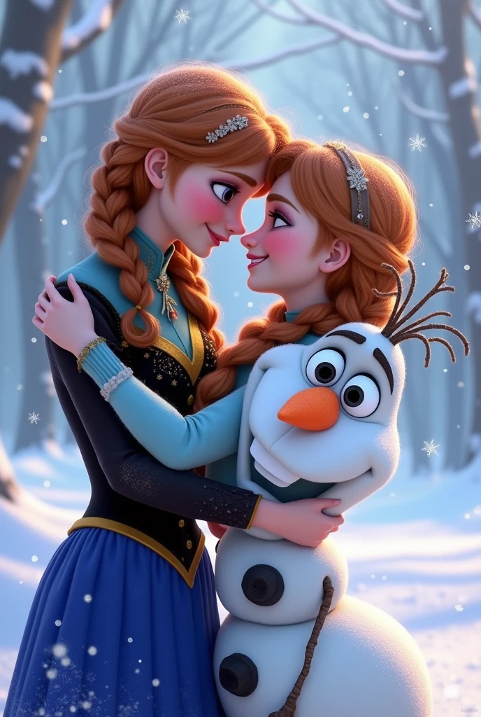 Ana from Frozen making out with Olaf - SeaArt AI