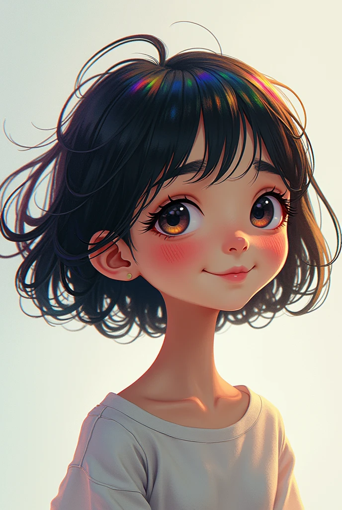 1 girl, Short hair, shill, smile, สีผมเป็นWhite Noise TV. No Signal ...