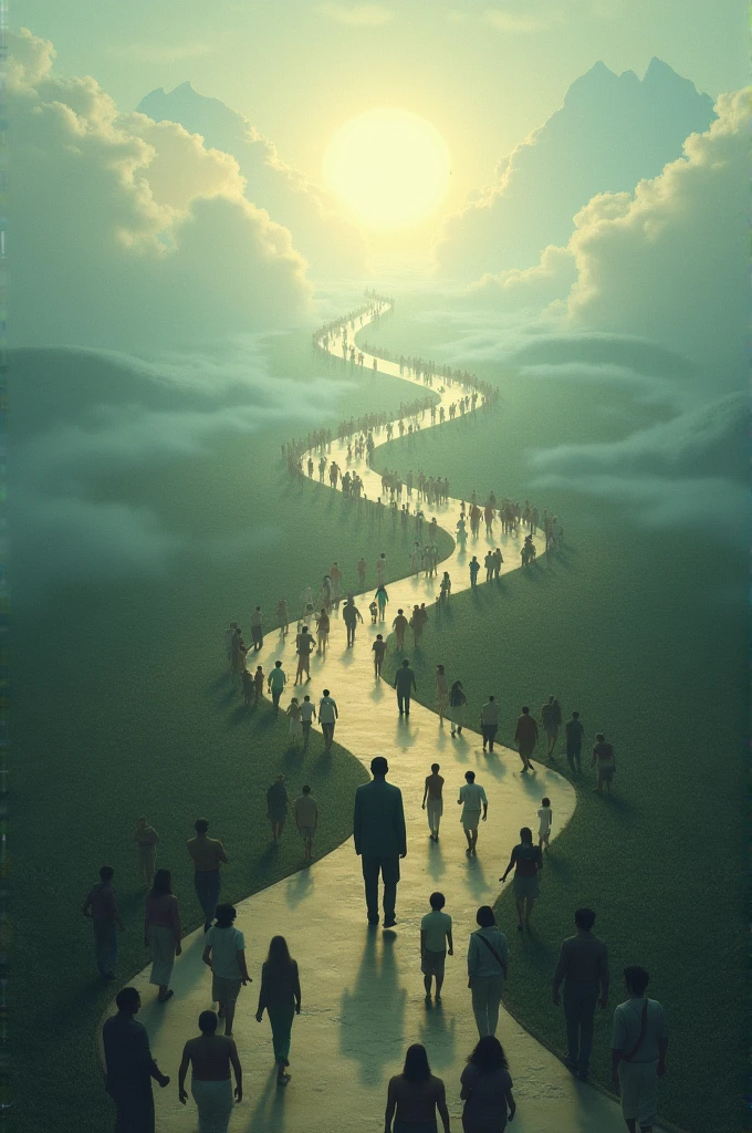 It creates an image where there are two separate paths that on one road ...