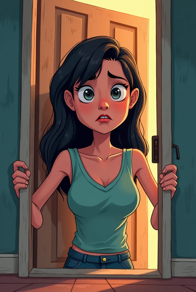 Woman, lock up, room, 2d, cartoon - SeaArt AI