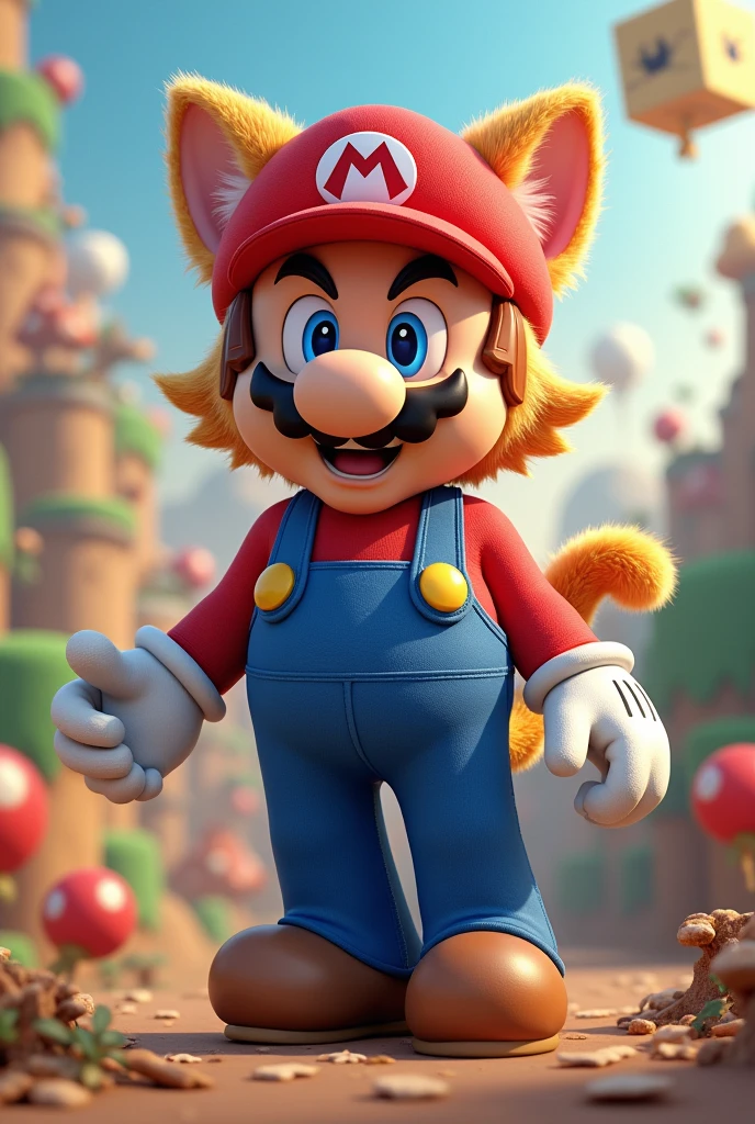 Create an image inspired by the character Mario cat form from the Mario ...