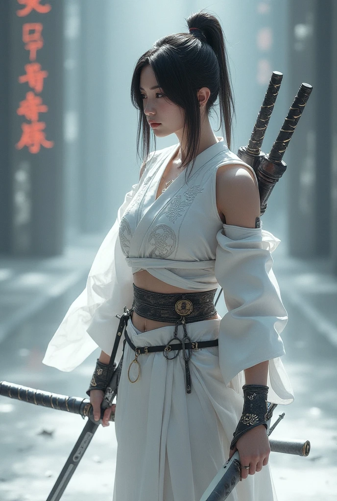 Video game character dressed in a costume with a sword and a bow ...