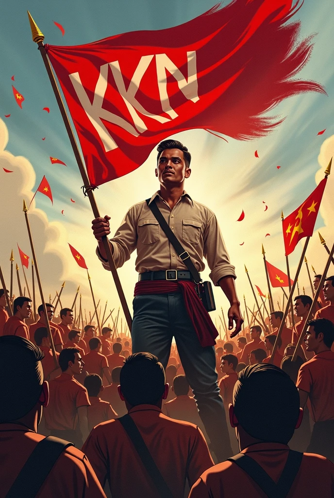A poster about the rebellion of the Filipinos against Spain, with ...