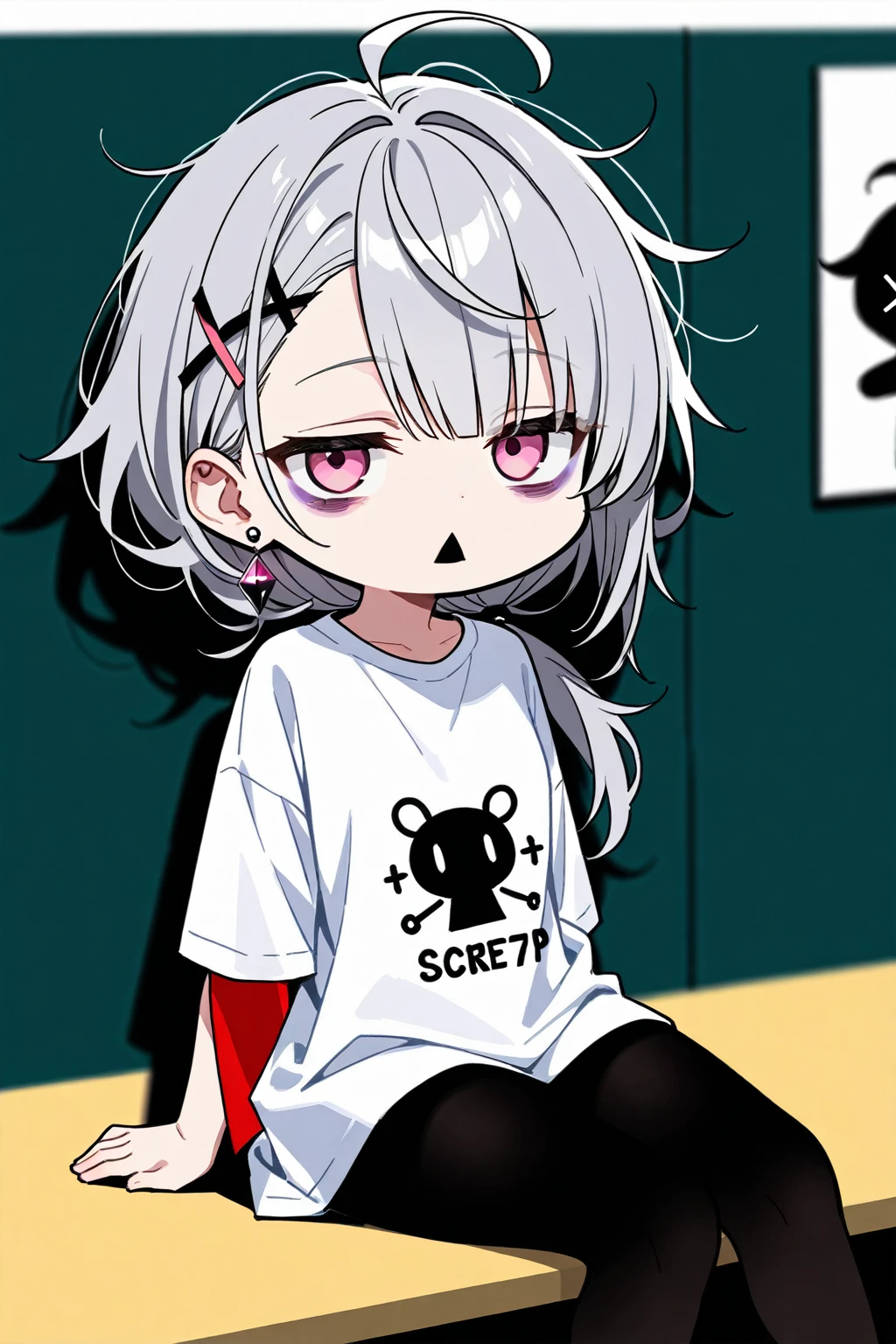 High image quality girl 1 , Pink Eyes、Gray Hair、 shortcuts - SeaArt AI