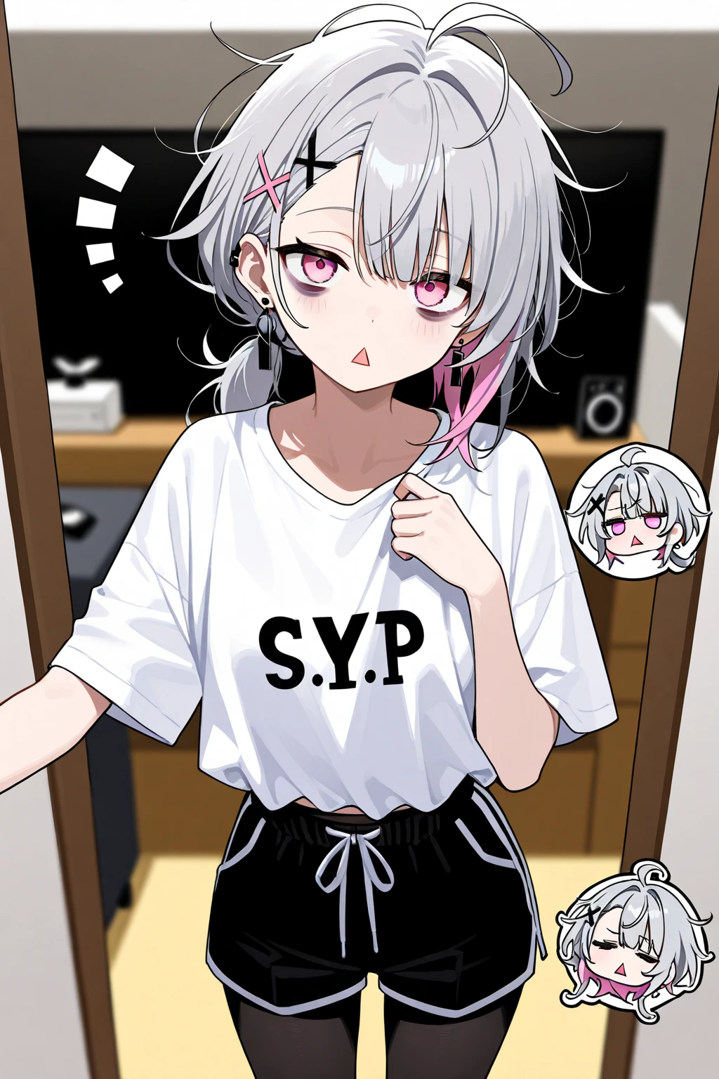 High image quality girl 1 , Pink Eyes、Gray Hair、 shortcuts - SeaArt AI