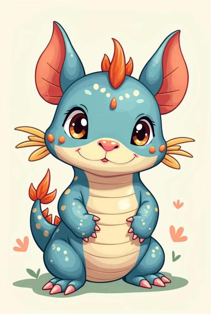 Create a dragon-shaped chinchilla, wingless, fish-like gills - SeaArt AI