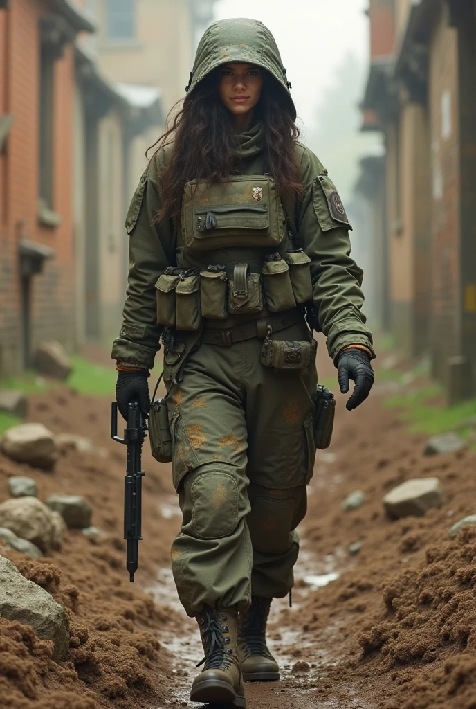 A fenale soldier poop her pants. - SeaArt AI