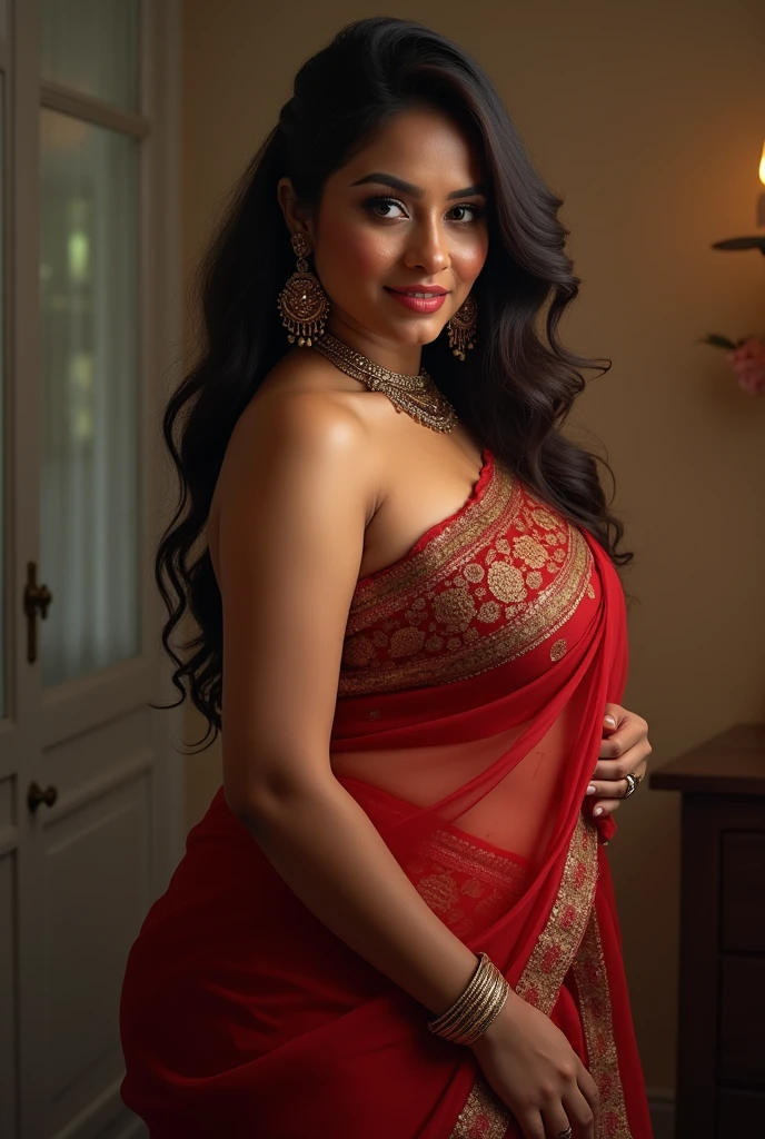 Hot sexcy bhabhi big boobs in saree open - SeaArt AI