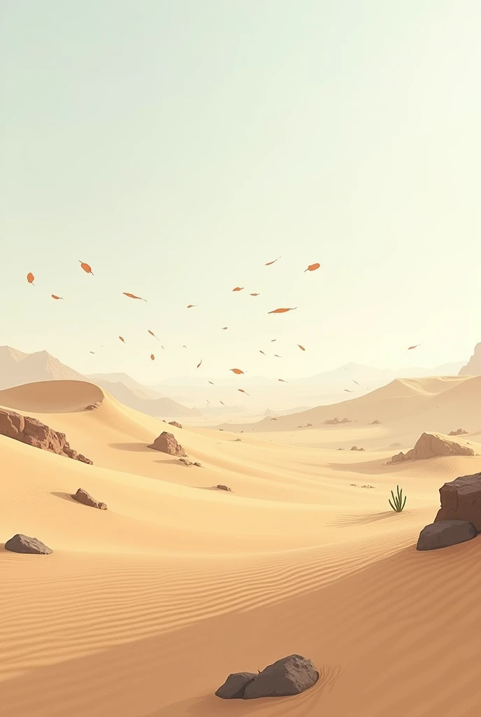 Desert Background: Draw a wide, flat desert landscape with sand dunes ...