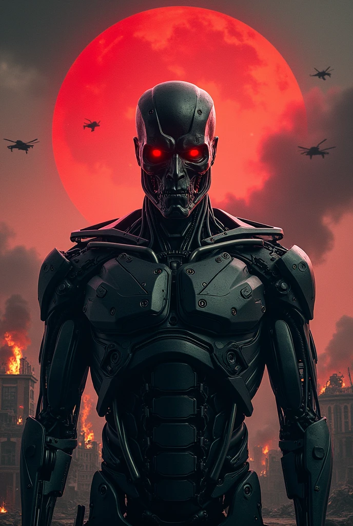 Create a futuristic and dramatic movie poster for a new Terminator ...