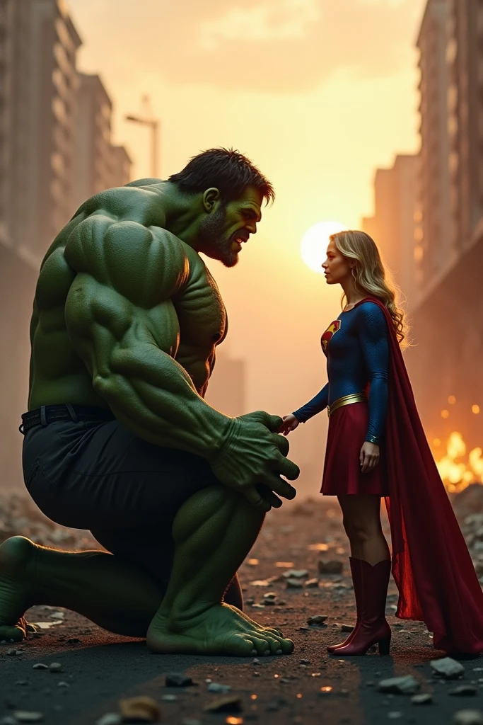 "Ultra-detailed cinematic shot: The green creature (Hulk-like - SeaArt AI