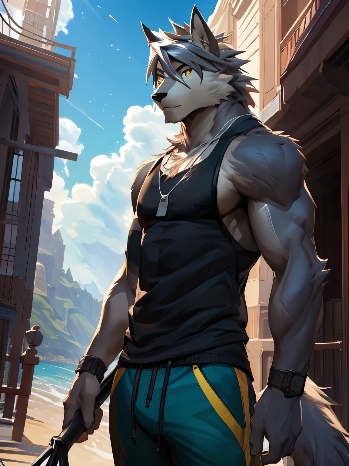 Anime character with a wolf like head and a sword in his hand - SeaArt AI