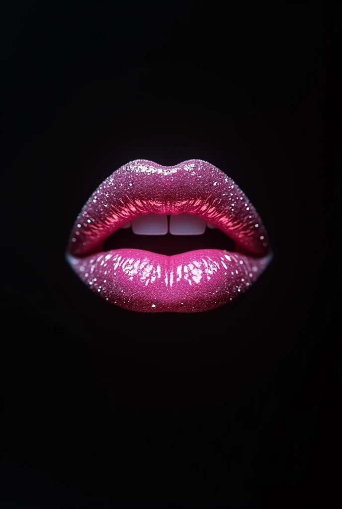 A diamond shaped female mouth, pink lips with diamonds, glowing - SeaArt AI