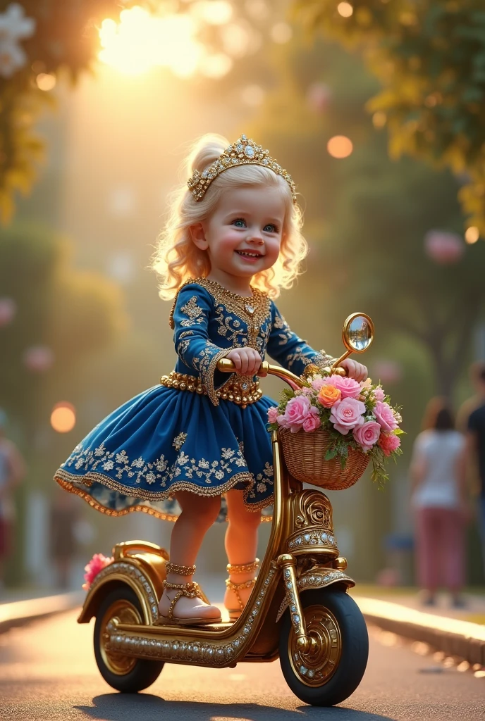 "Masterpiece, A smiling and very cute baby girlrides an opulent segway ...