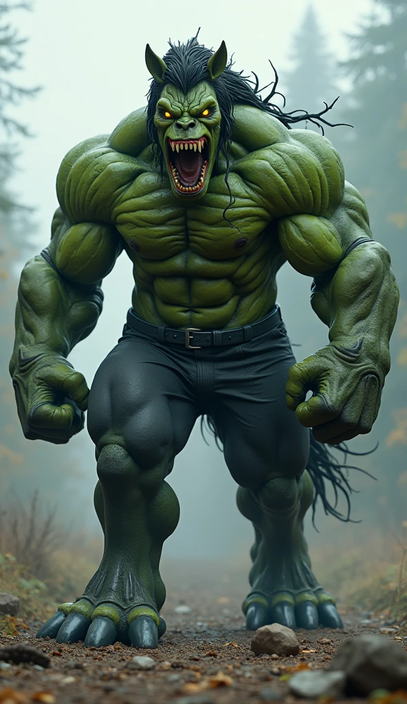 Ultra realistic 8k image , A sinister and powerful fusion of the Hulk ...