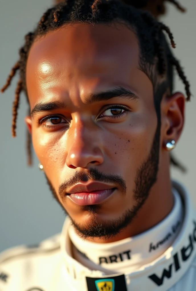 Show Lewis Hamilton with oriental features including eye - SeaArt AI