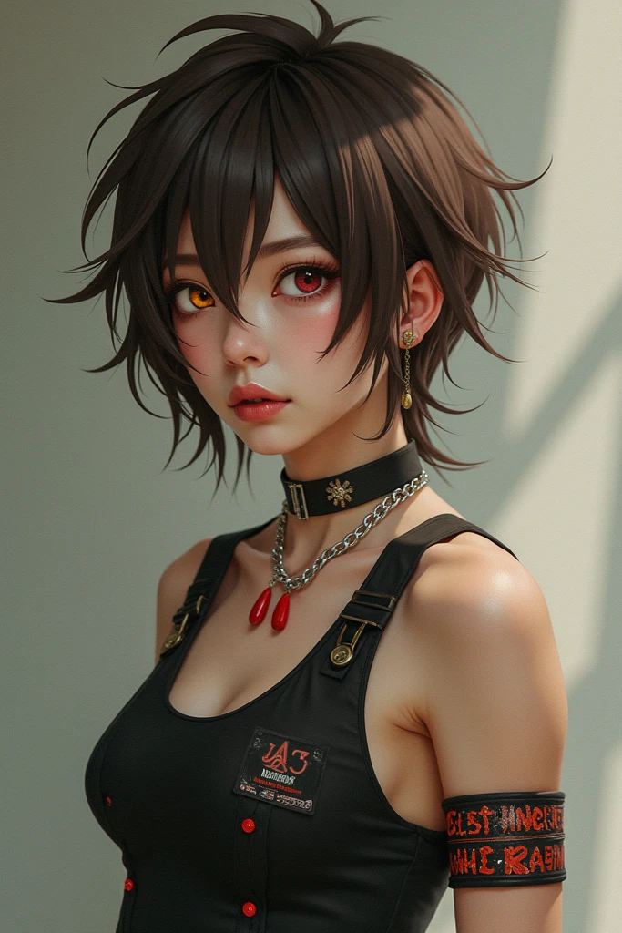 Medium height short and messy brown hair , thin clothes of a Japanese ...